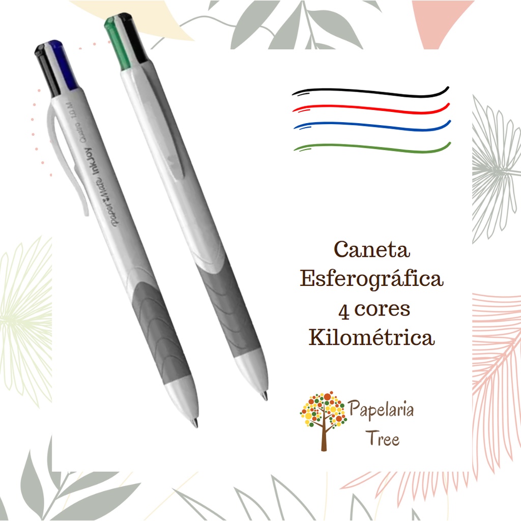 Caneta Esferográfica Paper Mate - Kilométrica InkJoy 4 cores | Shopee ...