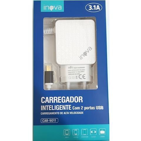 Carregador Inteligente De Alta Velocidade 2 portas USB 3.1A Inova ...