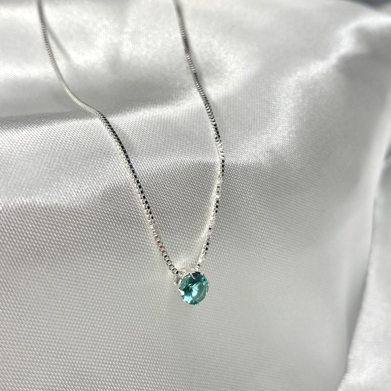 Colar Feminino Ponto de Luz Verde Turmalina Prata 925 - Desconto no Preço