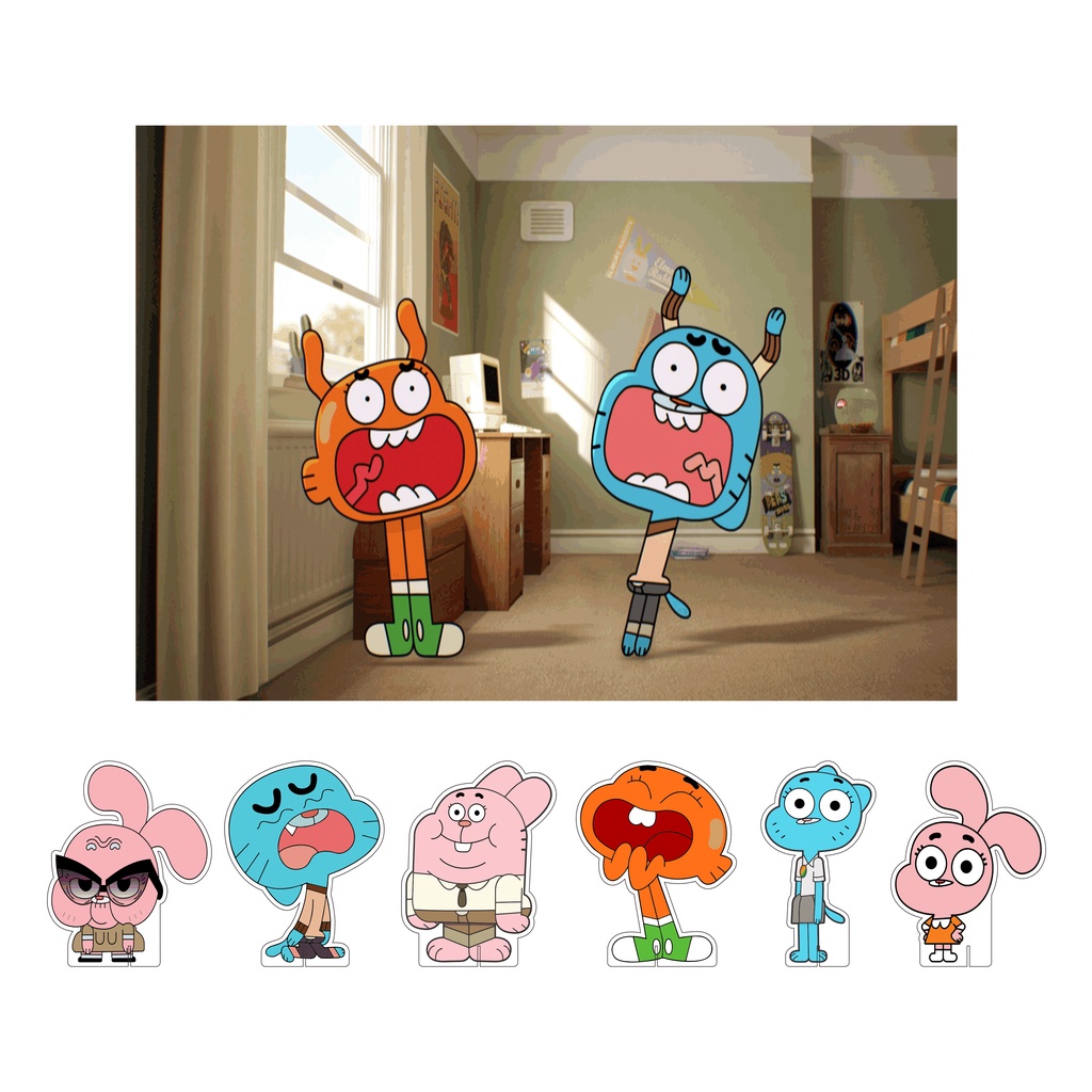 Kit Display De Mesa + Painel Festa Infantil O Incrível Mundo de Gumball ...