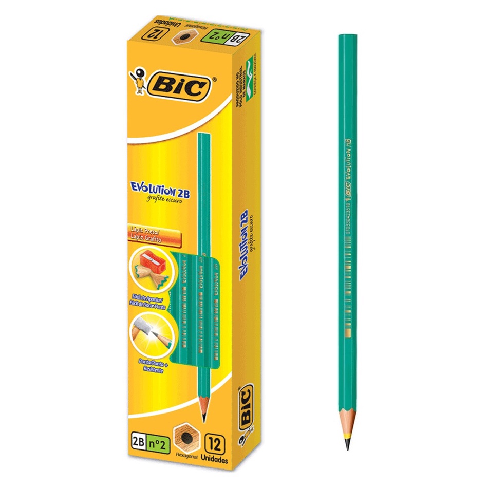 Lapis Bic Evolution HB nº2, Caixa c/ 12 unidades | Shopee Brasil