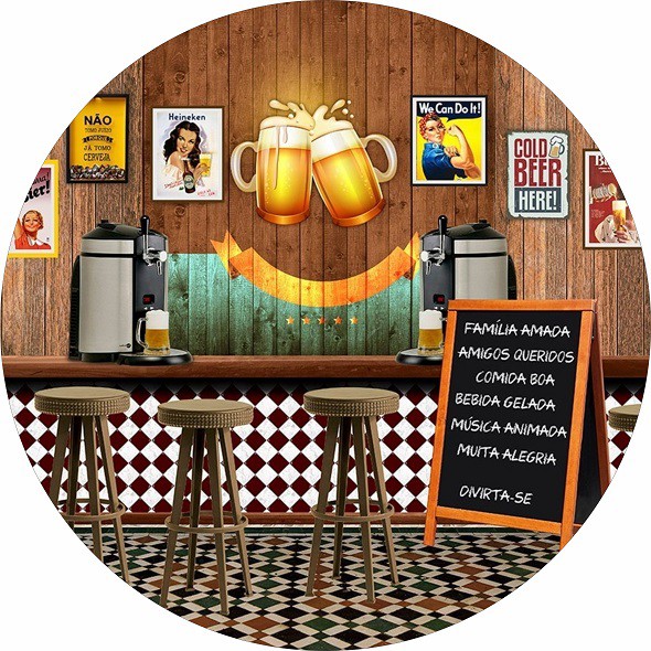 Painel Banner em lona Redondo Tema Boteco | Shopee Brasil
