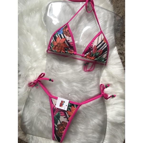 Biquini Marquinha Fio Dental Fita Conjunto Veste 38 42 Brinde