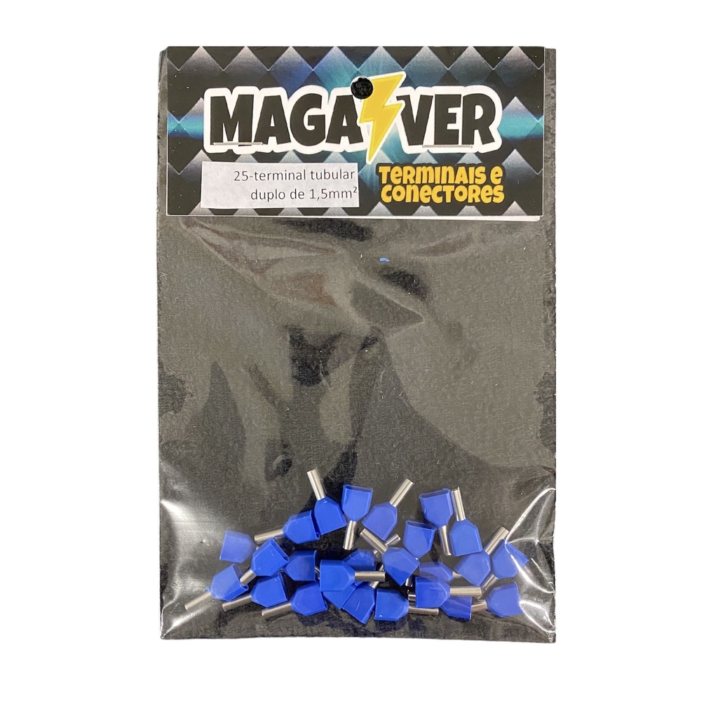terminal tubular ilhós DUPLO para fiação flexivel 2x1,5mm² varias cores ...