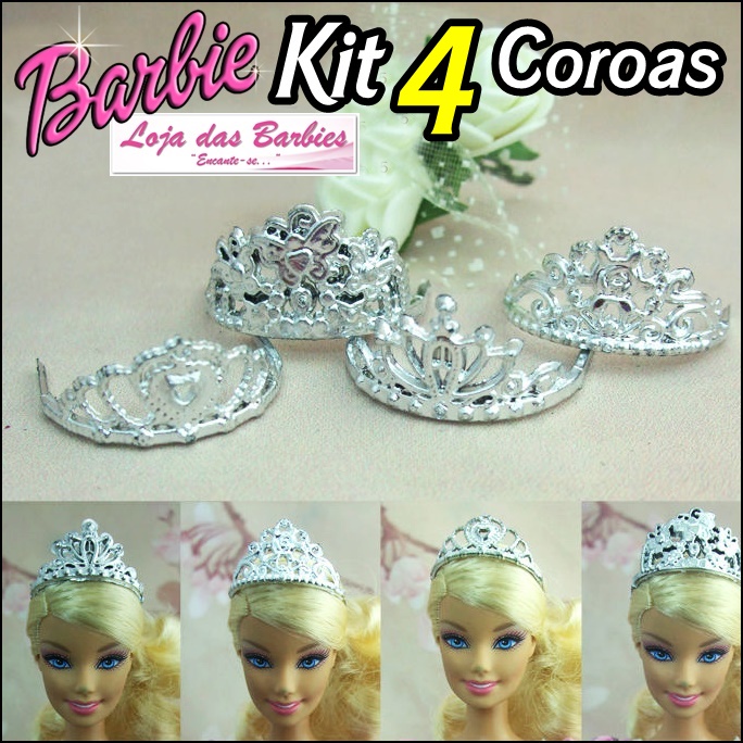 Kit 4 Coroa Diferentes Para Boneca Barbie Susi Fashion Royalty ...