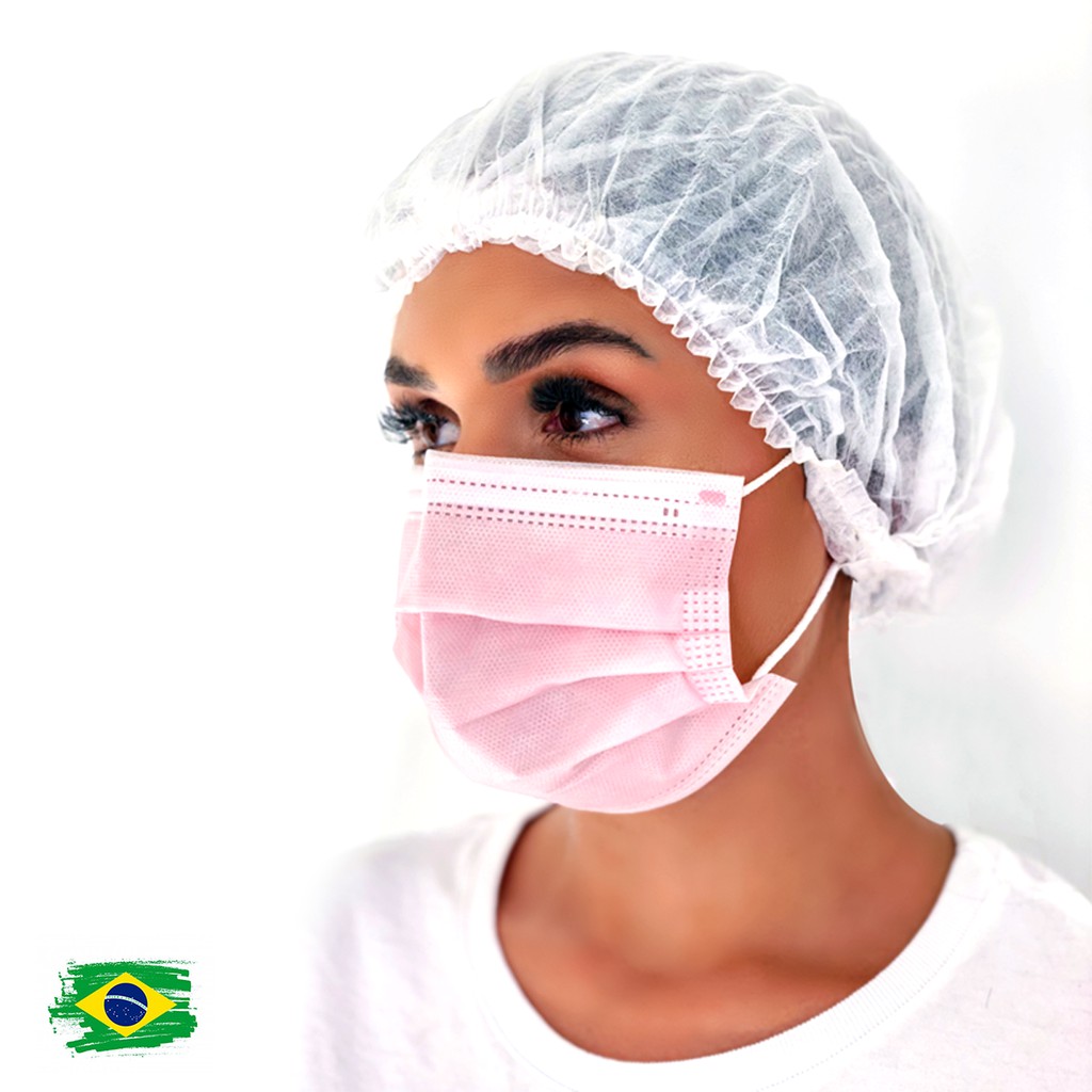 Máscara Rosa Cirúrgica Descartável Tripla C/ Nasal Caixa 50 - Pronta ...