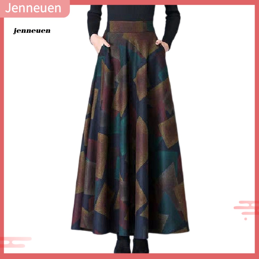 JEN Saia Elegante Resistente Ao Frio Outono Inverno Xadrez Estampa ...