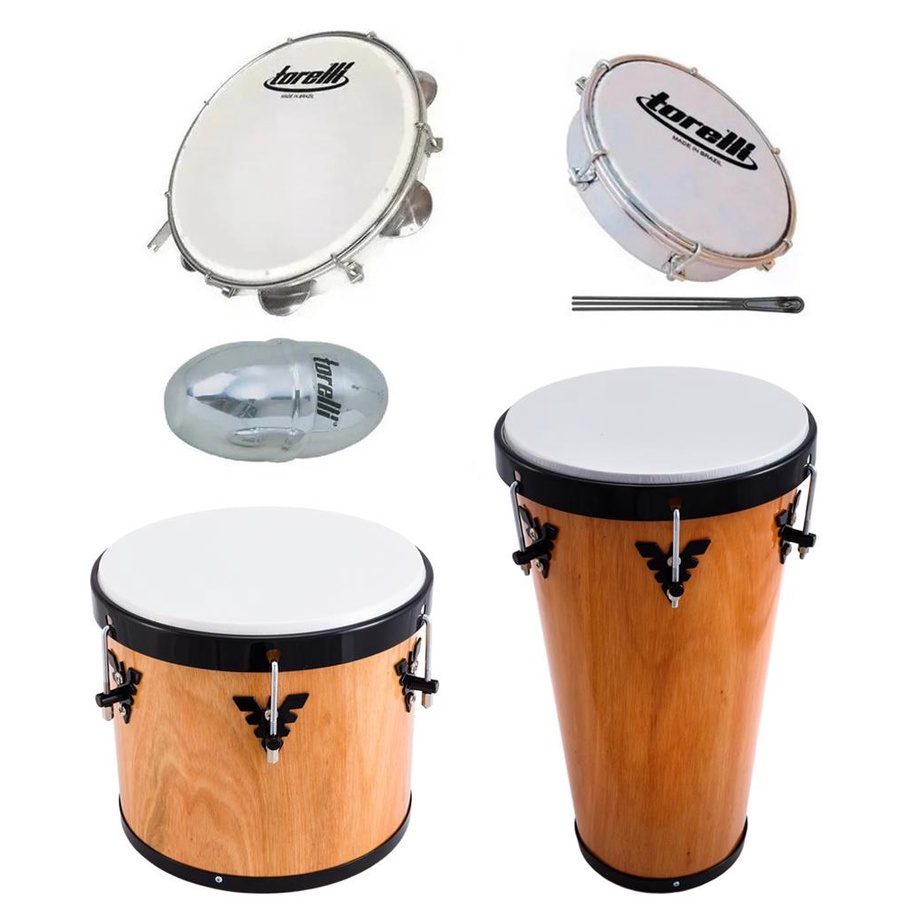 Kit Instrumentos Timba Repique de Mão Pandeiro Branco Tamborim | Shopee ...