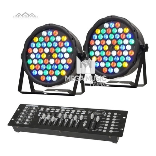 Kit 2 Canhão Refletor Par Led 54 Led 3w Rgbwa Dmx + Mesa Dmx | Shopee Brasil