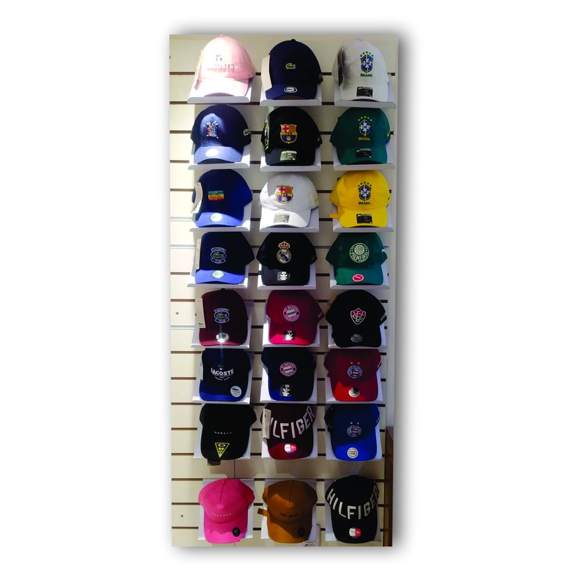 Display Suporte Expositor para boné para painel canaletado kit 30 pçs ...
