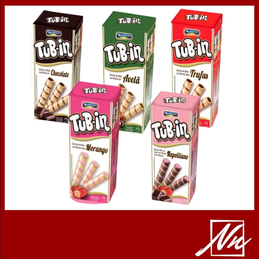 TUBIN WAFER RECHEADO MONTEVÉRGINE - SABORES - 48g | Shopee Brasil