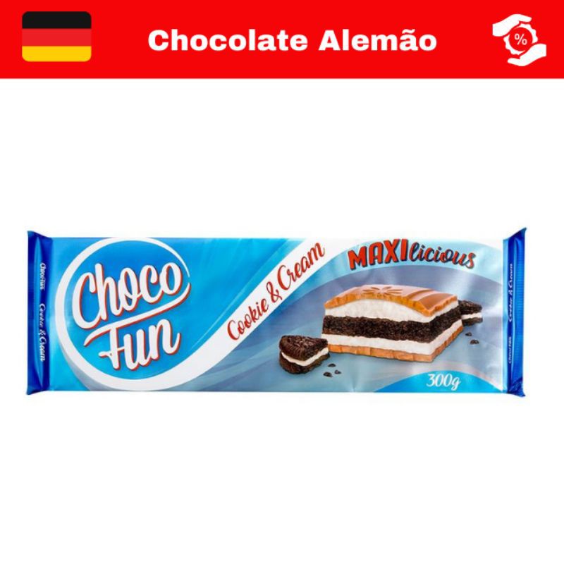 Chocolate em Barra Cookie & Cream Maxilicious Chocofun 300g | Shopee Brasil