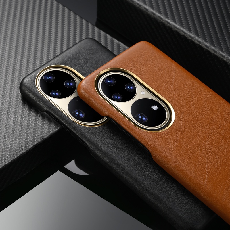Para Huawei P50 Pro Capa Traseira Protetora De Couro PU De Luxo Com ...