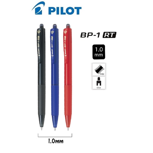 Kit Com 3 Caneta Pilot Bp-1 Rt Grip 1.0mm Azul Preta Vermelha ...