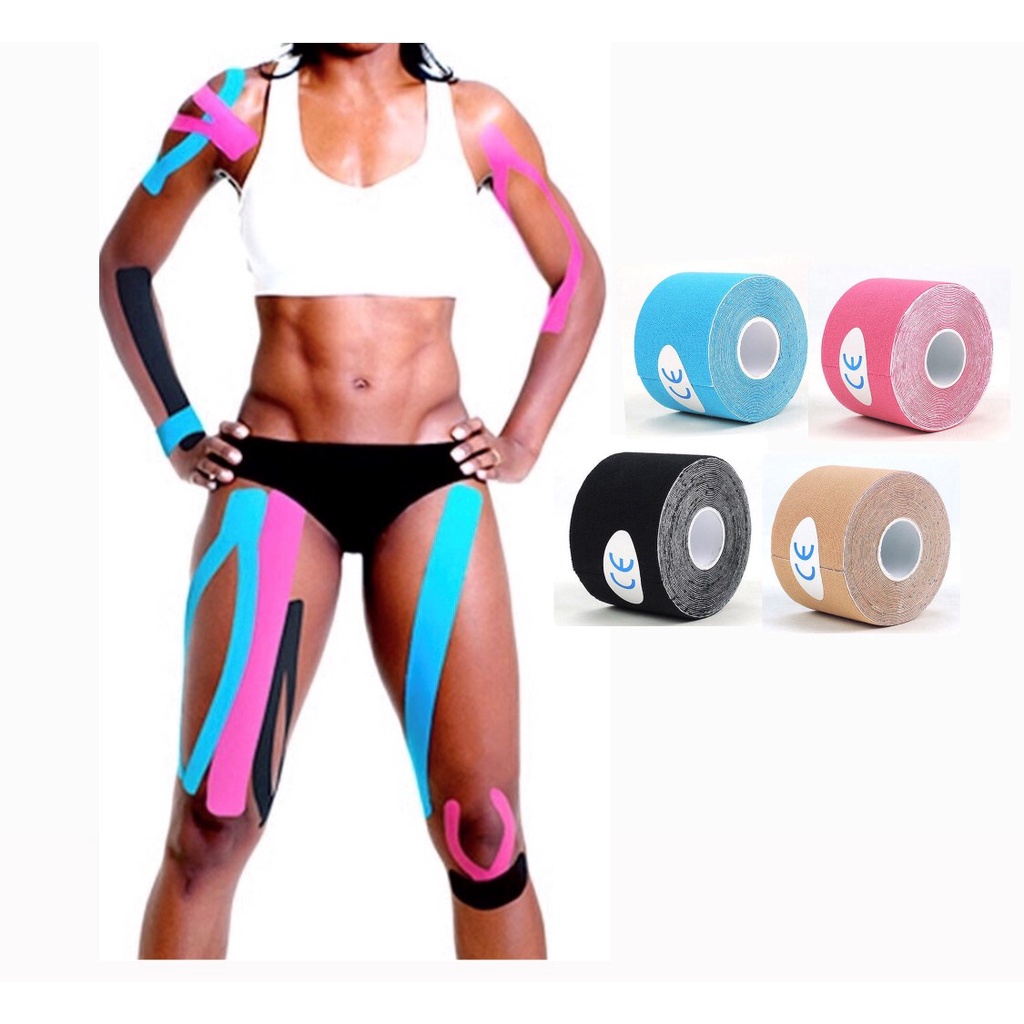 Fita Knesio Tape Bandagem Elástica Adesiva Funcional Alivia a Dor Lesão Fisioterapia Tensão ...