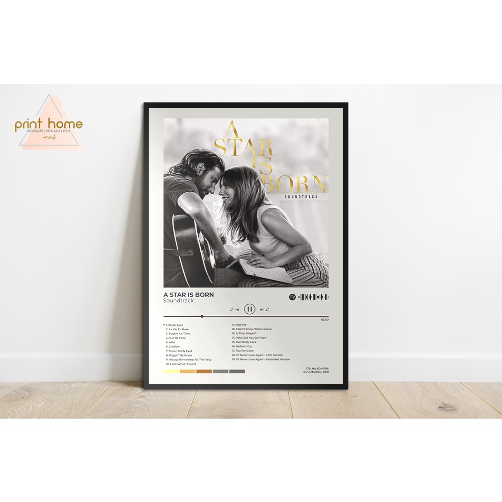 Quadro Placa MDF Spotify Álbum Nasce uma Estrela | Shopee Brasil