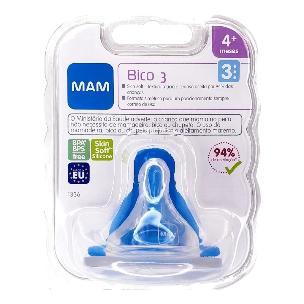 Bico Mamadeira 3 MAM (4+m) - Fluxo Rapido Silicone Unitario | Shopee Brasil