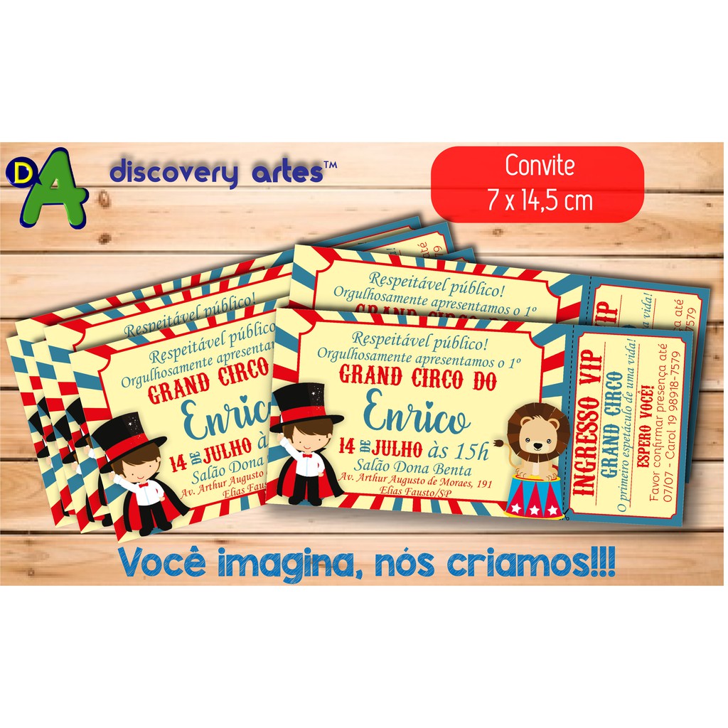 Convite de aniversário infantil Circo 6 | Shopee Brasil