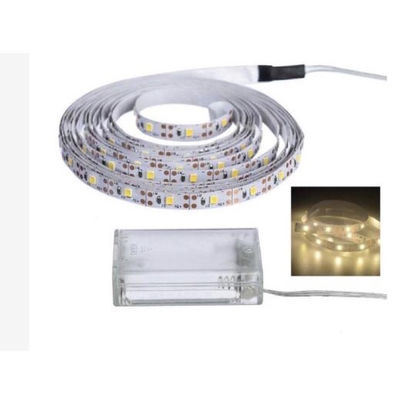 Fita De Led 2m 120 LEDs pilha corda varal cordão mangueira pilha autocolante | Shopee Brasil