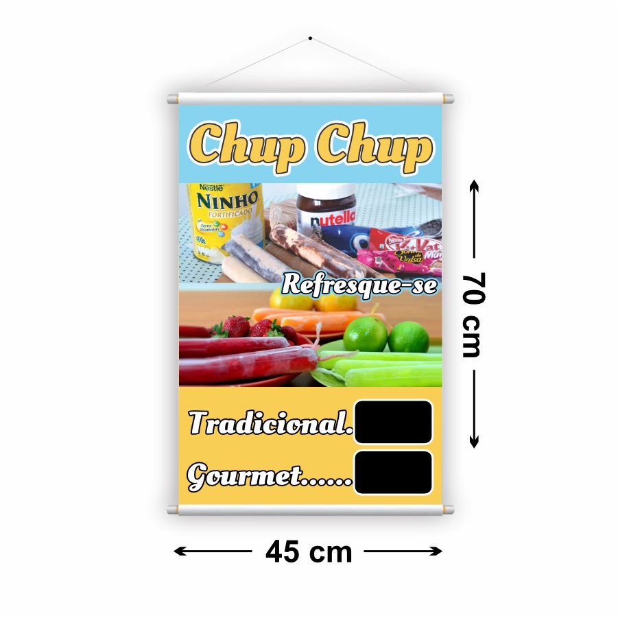 Banner Chup-Chup Comum e Gourmet, 45x70cm, Modelo Pronto Reutilizável ...