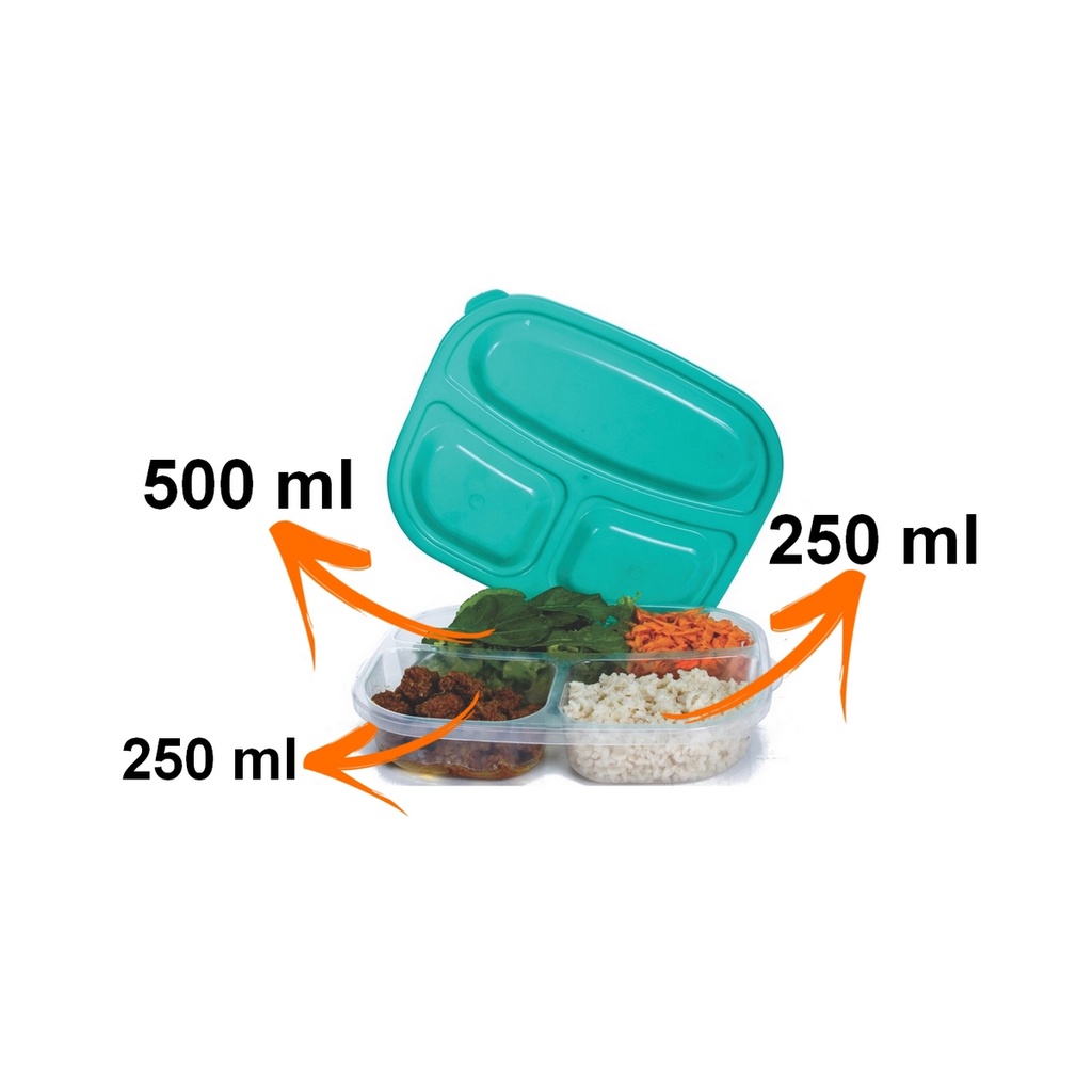 Kit 6 Ou 12 Potes Plastico De Mantimento Marmita Com 3 Divisorias ...