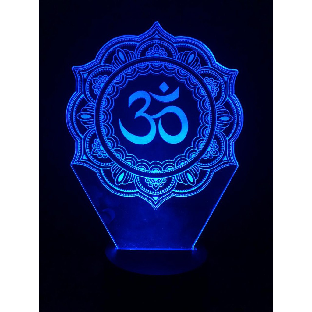 Luminária Led 3D, Mandala, Símbolo OM, Trance, Yoga, Paz, 16 cores, Top ...