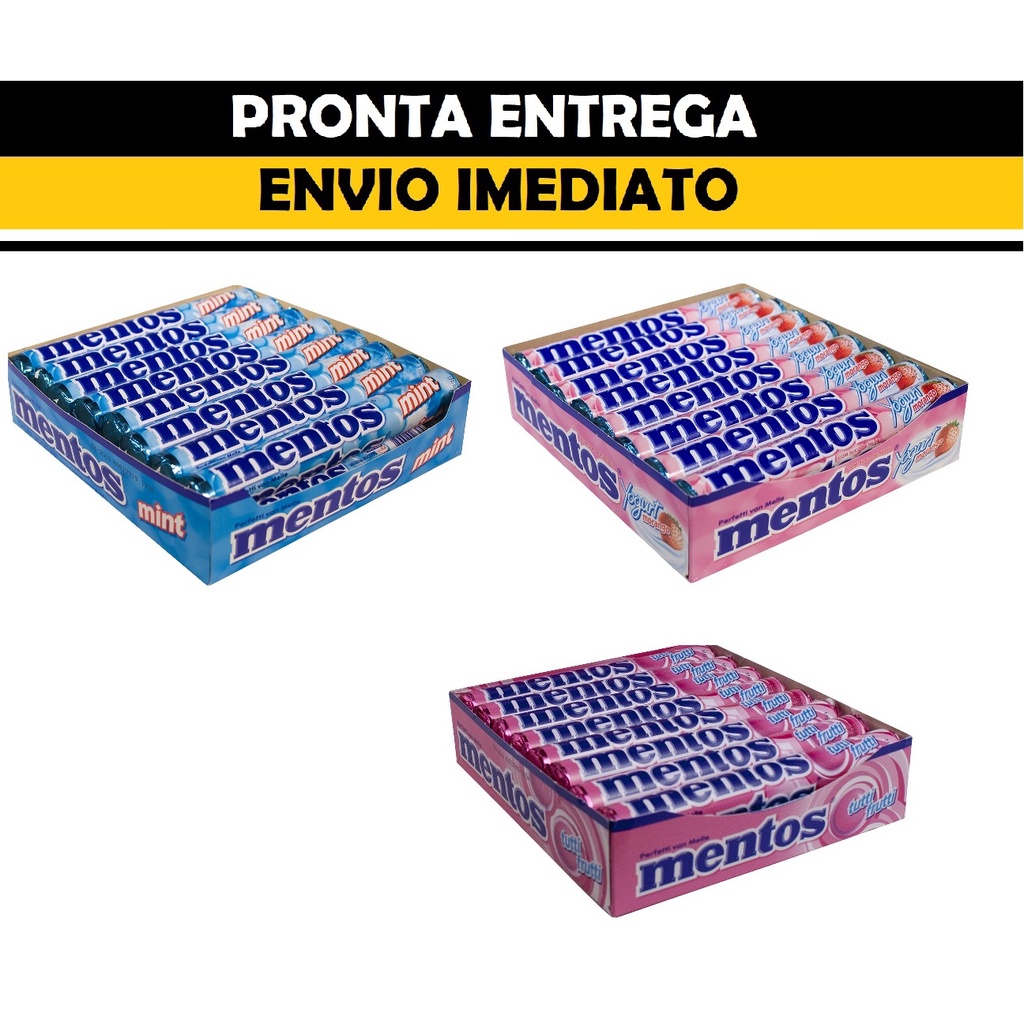 Bala Mentos Tubo Stick Sabores Tutti Frutti Menta Iogurte Caixa 600g c ...