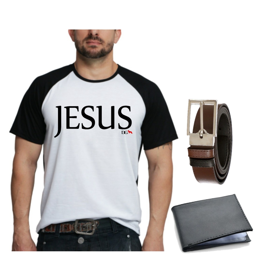 Camiseta cristã Jesus Cristo gospel + carteira + cinto brinde | Shopee ...