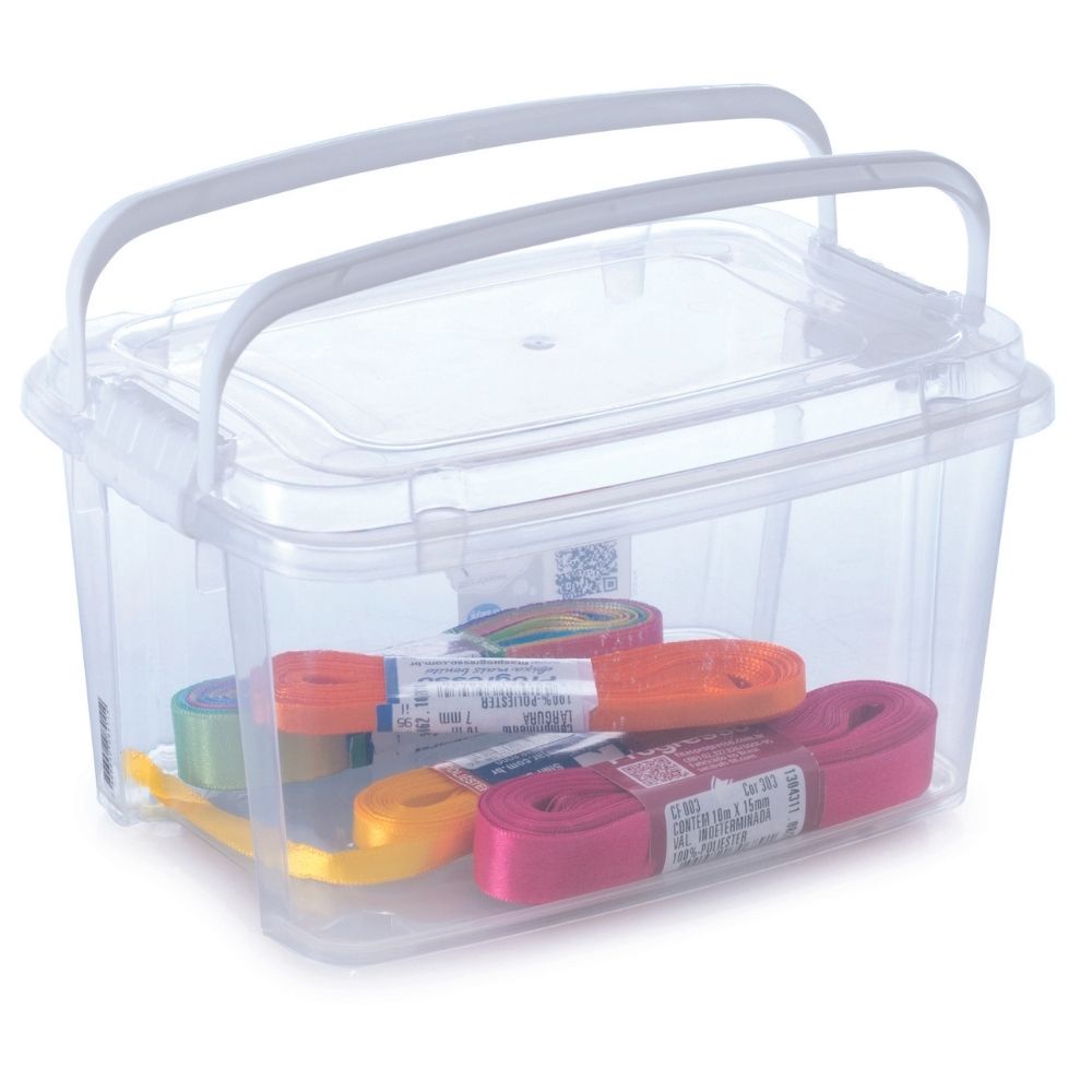 Caixa organizadora com alça Gran Box 690ml Plasutil ref. 8409 | Shopee ...