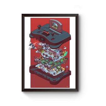 Quadro Console Retrô Nintendo 64 Poster Moldurado | Shopee Brasil