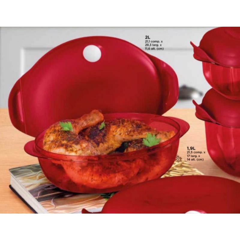 Tupperware Cristal Pop Oval 2 Litros Vermelha | Shopee Brasil