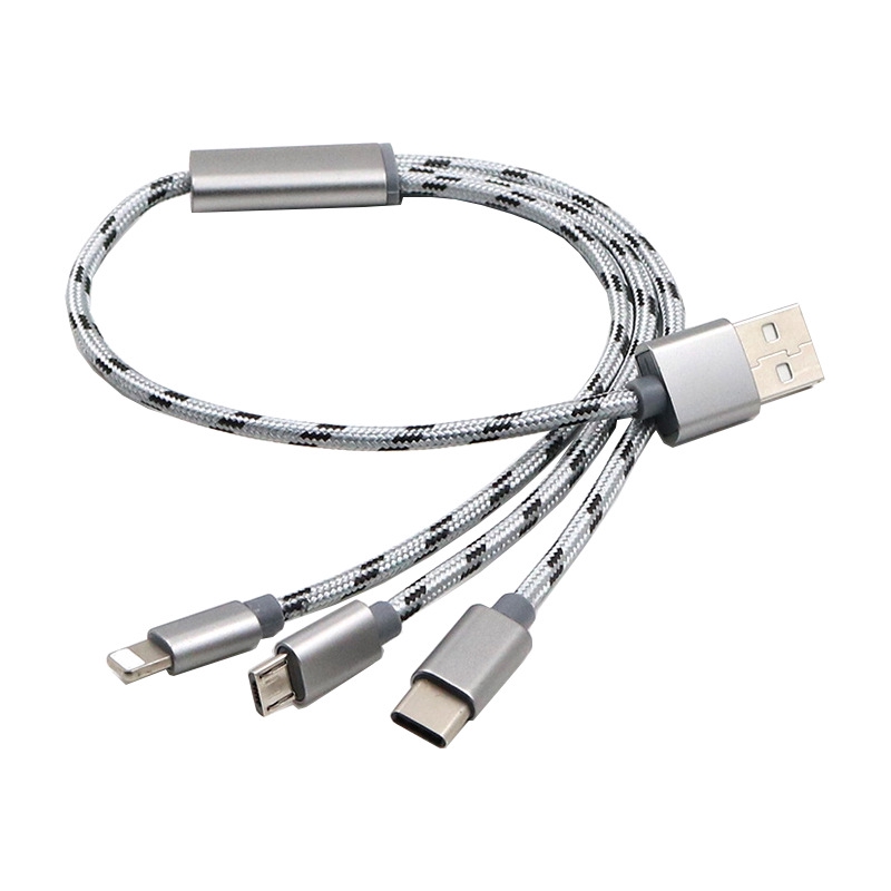 Cabo Multi Carregador 3 Em 1 Micro USB Tipo C Para Cabos Telefones ...