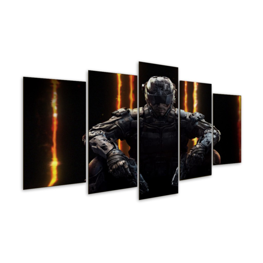 Quadro Grande 5 peças Call of Duty Game Jogo Geek Gamer Black Ops ...