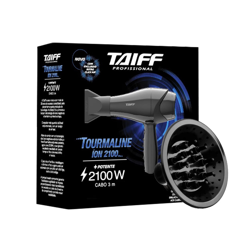 Secador Taiff Profissional New Tourmaline Ion 2100w 110v + Difusor ...