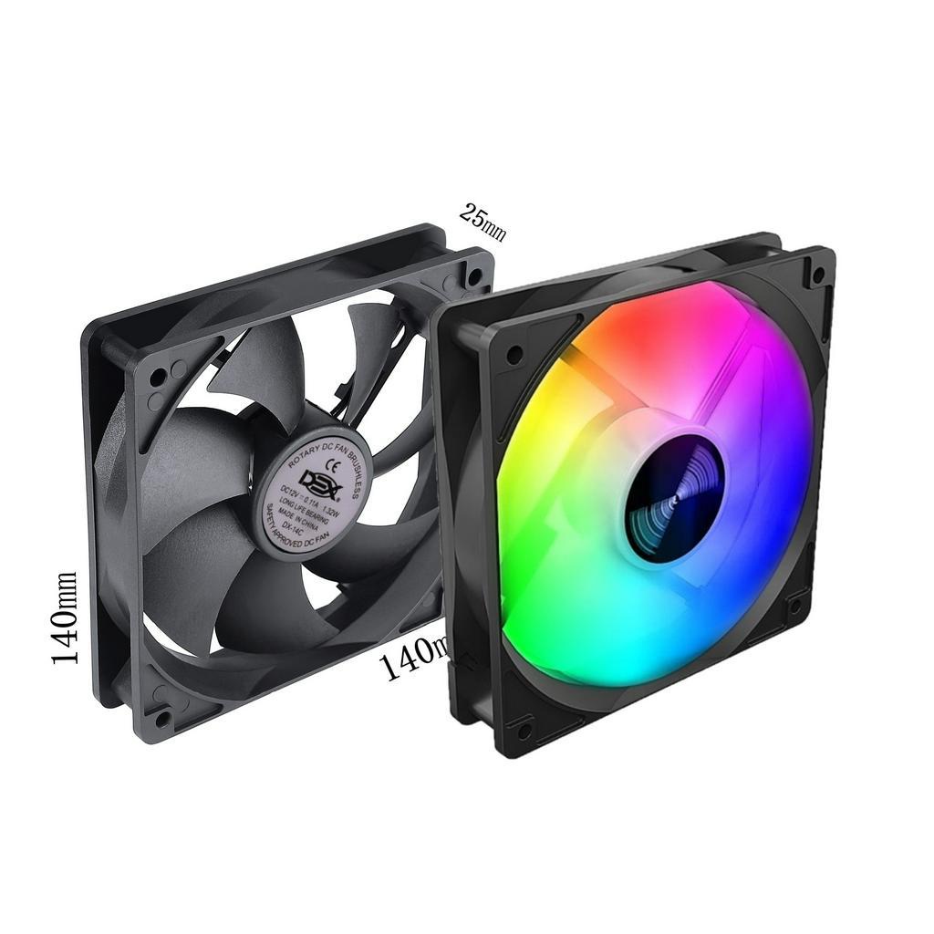 COOLER FAN 140MM 14CM 1200RPM 48CFM PRETO COM LED RGB - Faz a Boa!