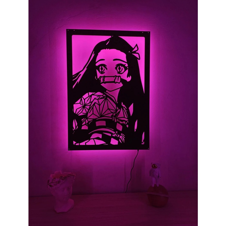 Luminária LED RGB Nezuko Kamado Demon Slayer tanjiro Anime Kimetsu No ...