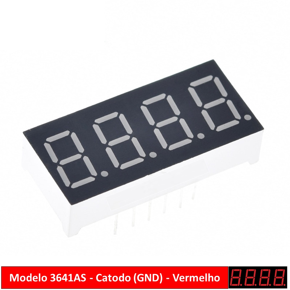 KIT 5X DISPLAY LED 7 SEGMENTOS 0.36 POLEGADAS 4 DÍGITOS CATODO COMUM ...