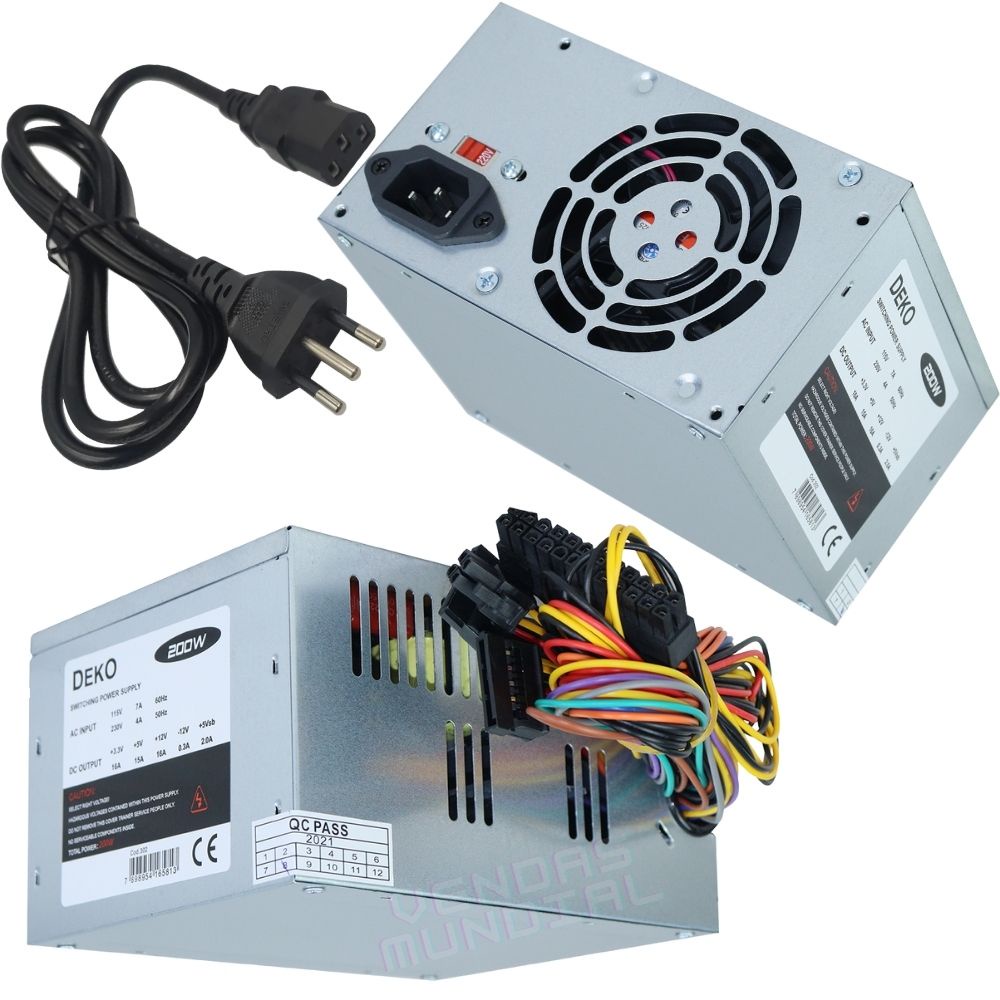 10 Fonte Alimentação Computador 200w Real Atx Silenciosa Bivolt 20/24 ...