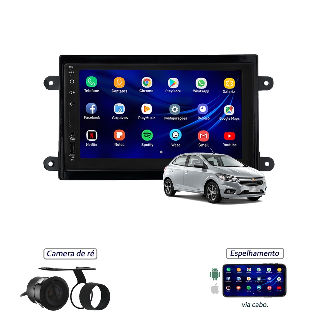 Kit Central Multimídia Mp5 Mp8 - Chevrolet Onix 2012 até 2019 - Preto | Shopee Brasil
