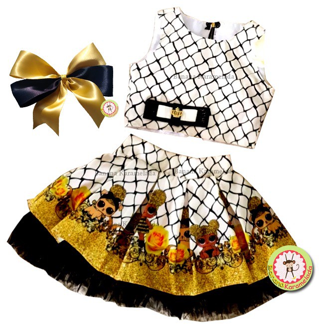 Conjunto Lol Queen Bee Cropped Blusa e Saia Infantil Menina - Laço ...