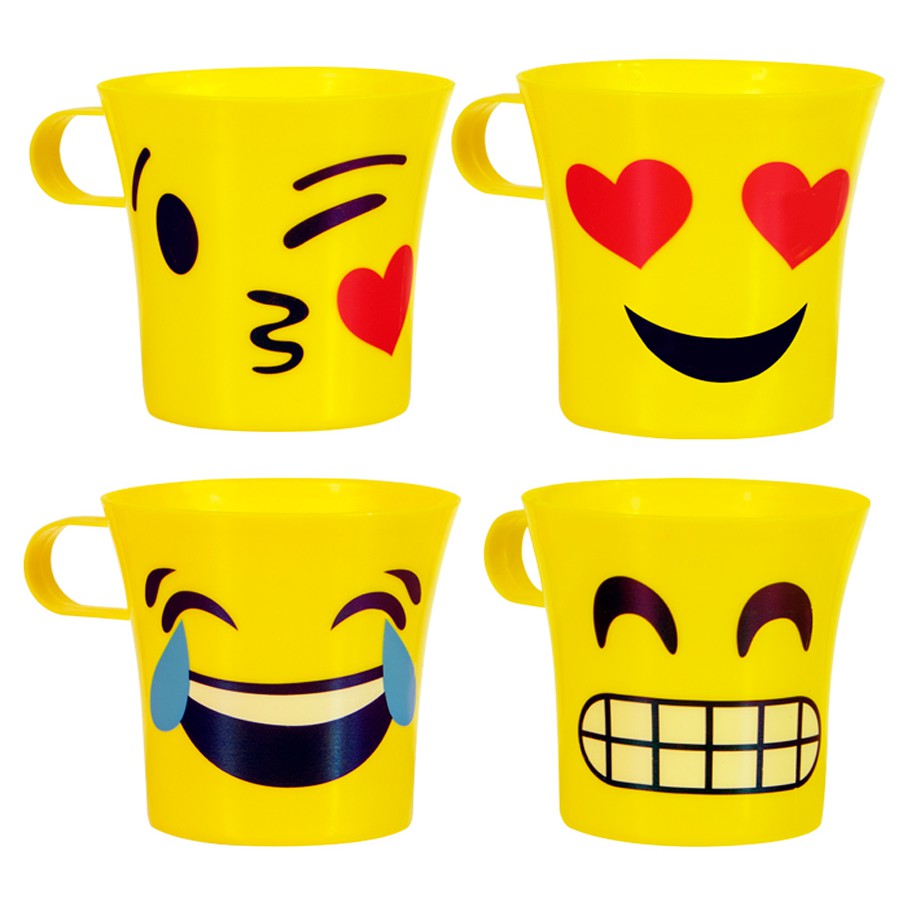 Kit Caneca Plástica Smile C/4 Peças 280 ML | Shopee Brasil
