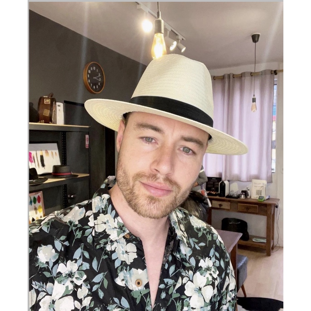 Chapeu Fedora Estilo Panama Palha Shantung Aba 7cm Creme | Shopee Brasil