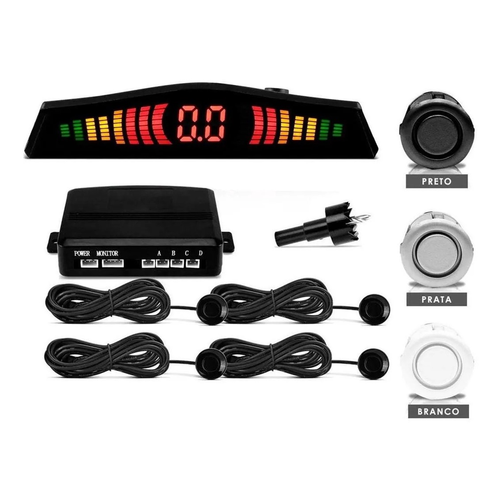 Kit Completo Sensor Estacionamento Ré Carro com Aviso Sonoro | Shopee ...