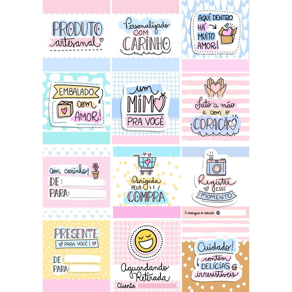 100 Tags Personalizada com Frases, Sacolas, Caixas, Presentes ...