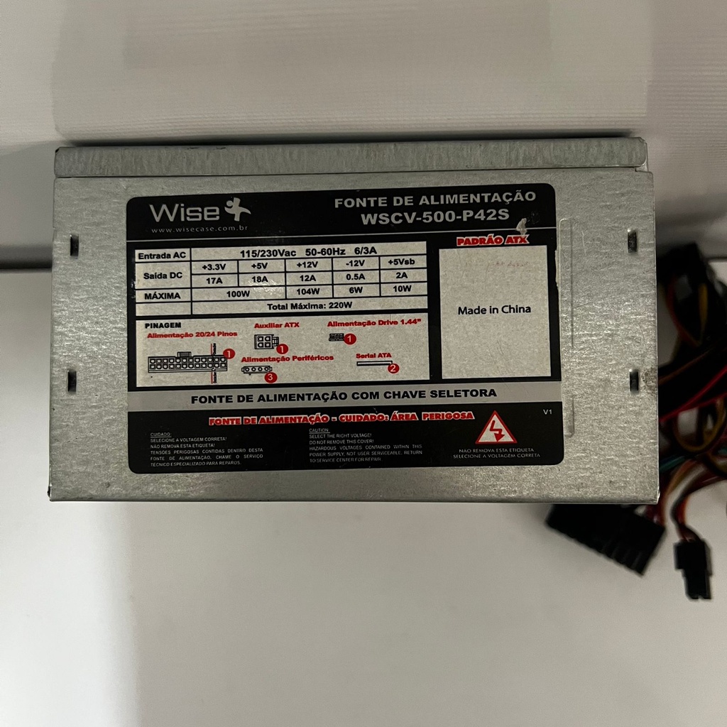 Fonte Nominal Wise Modelo: WSCV-500-P42S 24Pinos 220W Sata | Shopee Brasil