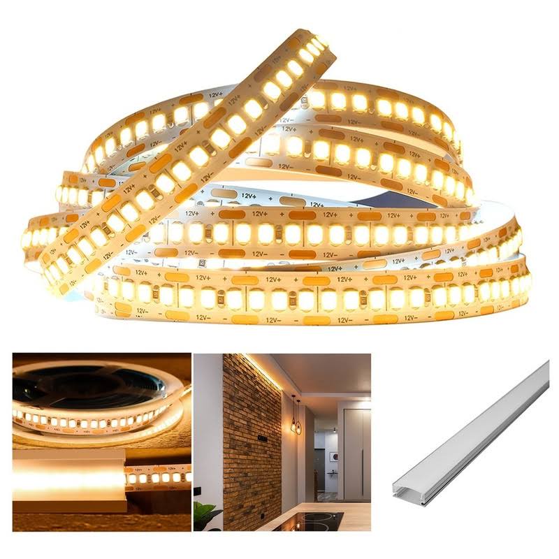 Fita led 240 leds 2835 5M 12V Branco Quente 3000K 24W/Metro Para perfil ...