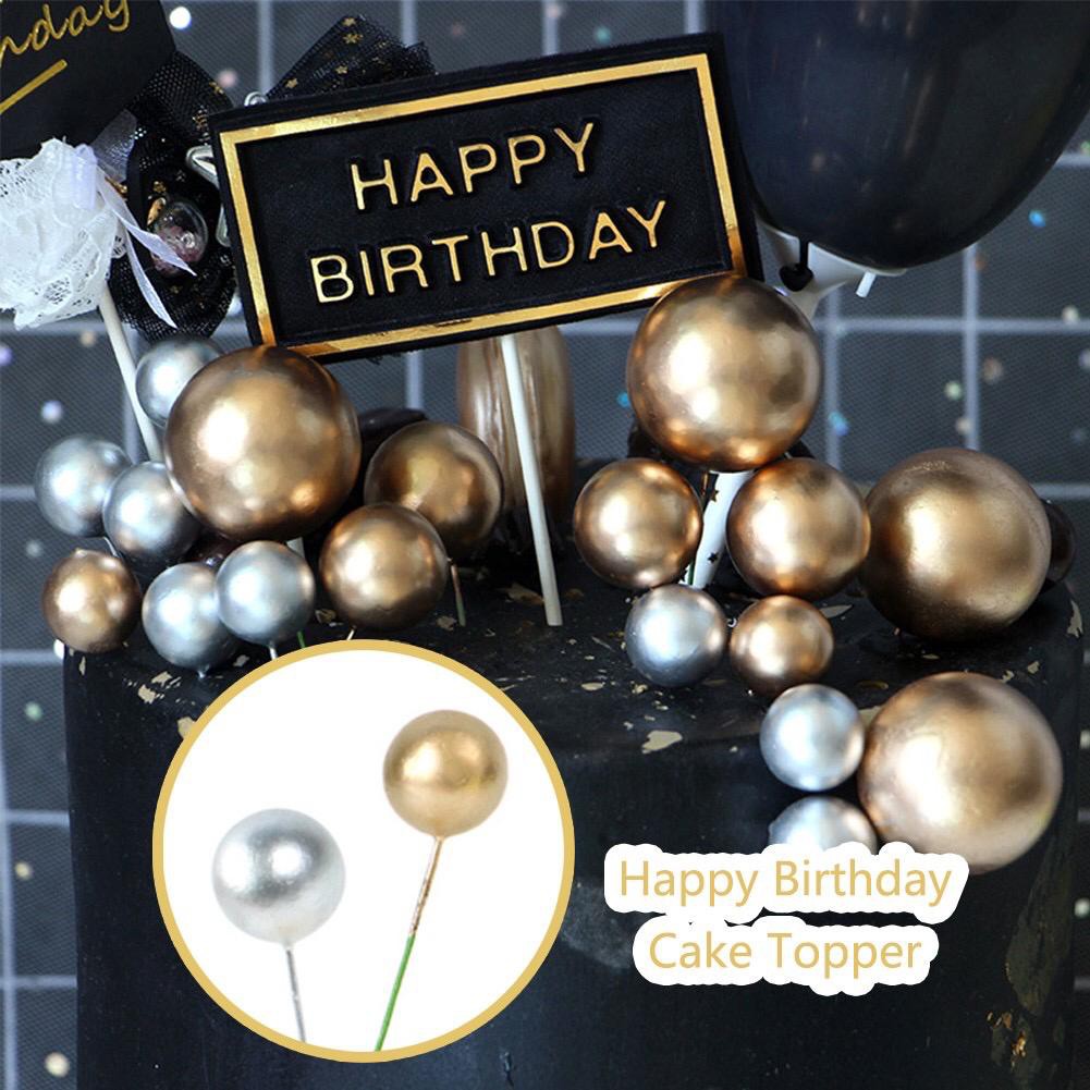 Topo De Bolo De 5pcs Pearl Golden Cake Topper | Shopee Brasil