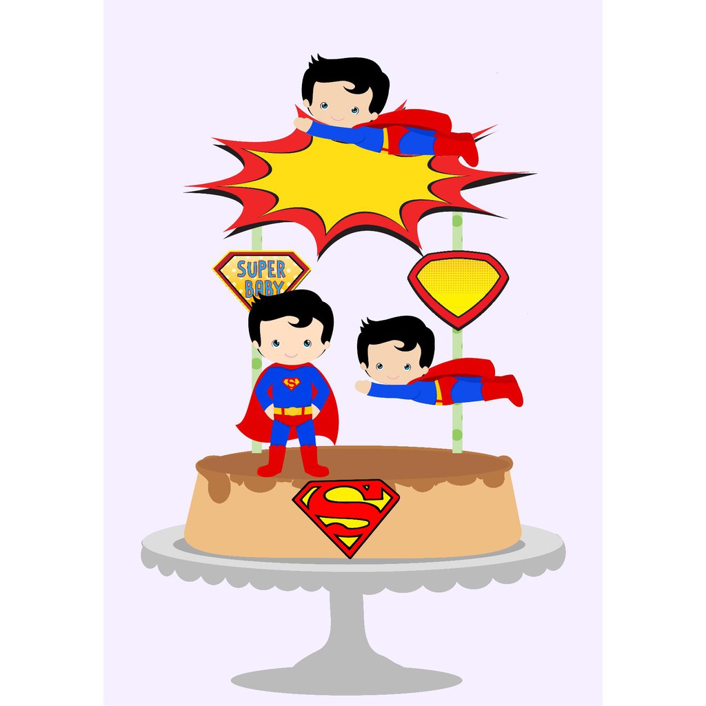 Topo Decoração de Bolo do Super Homem | Shopee Brasil