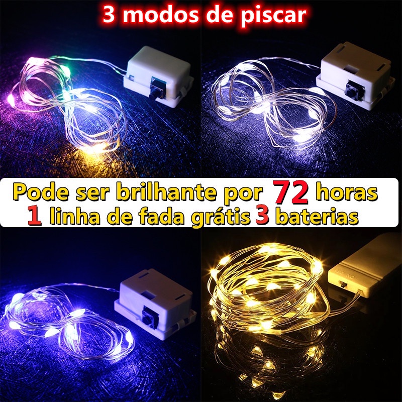 5pcs 3m-Fio de LED Fio de fada bateria fio de fada cordao led | Shopee ...