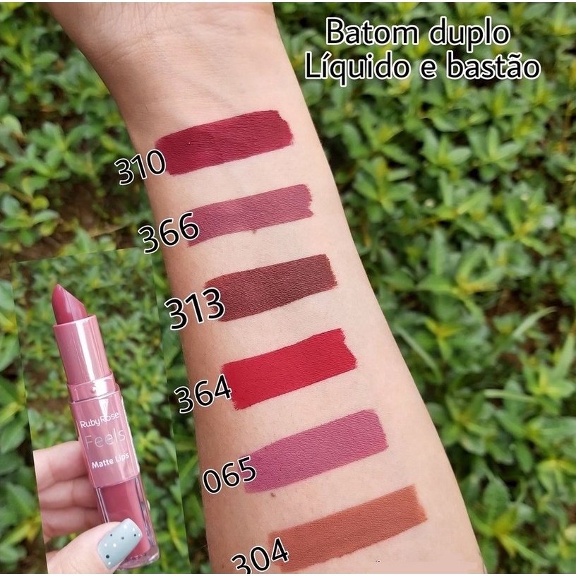 Batom em Bastão e Liquido 2 em 1 Ruby Rose Linha Feels Matte | Shopee ...